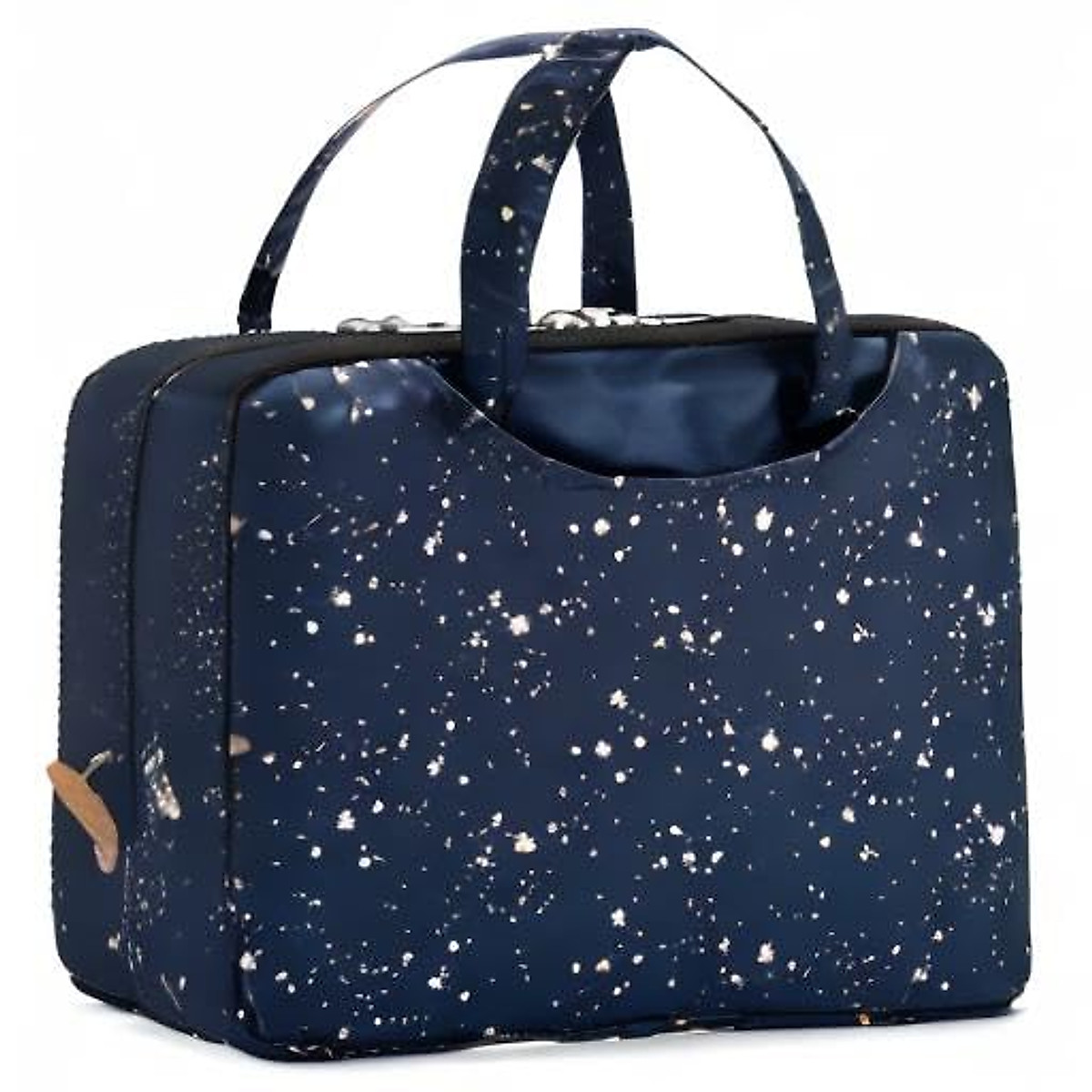 Yumbox Poche (Midnight Blue with Gold Stars) Slim Design Insulated Lunch Bags for Women, EVA Lined Sleeve with tuck away Handles, Exterior Pockets. Fits all Bento Boxes. School, work, travel