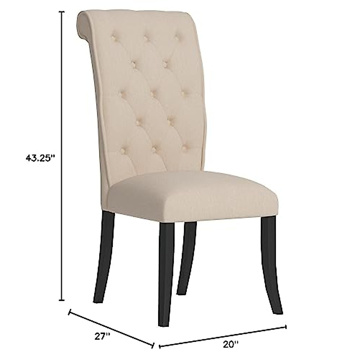 Signature Design by Ashley Tripton Classic Tufted Upholstered Armless Dining Chair, 2 Count, Beige