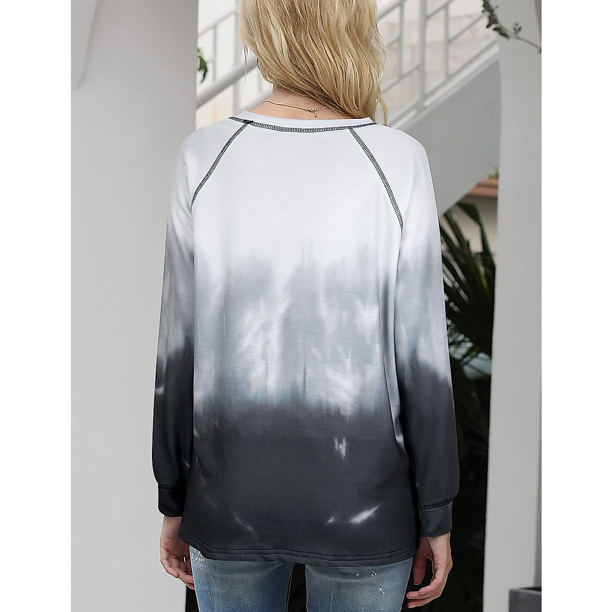 Tanst Sky Sweatshirts for Teen Girls, Long Sleeve Crew Neck Shirts Loose Color Block Tops Fashion Casual Fall Clothes for Women 2023 Gray Small