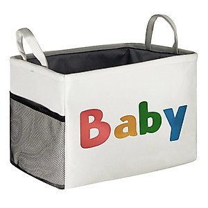 HIYAGON Baby Storage Basket Bin Canvas Rectangular Toys Storage Box Organizer for Books,Boys and Girls,Gift Basket(Baby)
