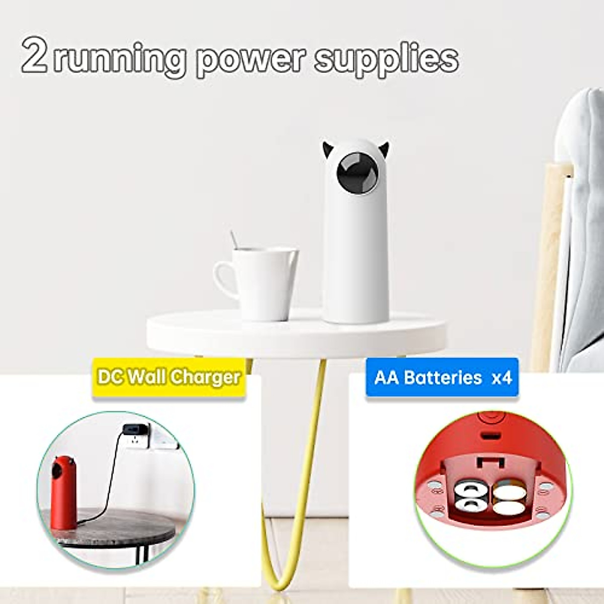 Automatic Cat Laser Toy, Interactive Laser Cat Toys USB/Batteries Power with 2 Speed Patterns 3 Modes /4 Angles, Adjustable Circling Ranges and Speed for Cats/Kitty/Dogs(White)