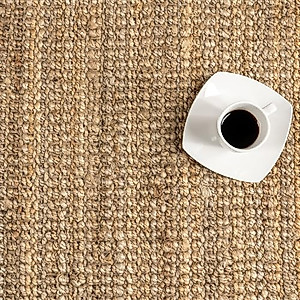 nuLOOM 4x6 Daniela Jute Tassel Hand Woven Area Rug, Natural, Solid Chunky Farmhouse Design, Natural Fiber, For Bedroom, Dining Room, Living Room, Hallway, Office, Entryway