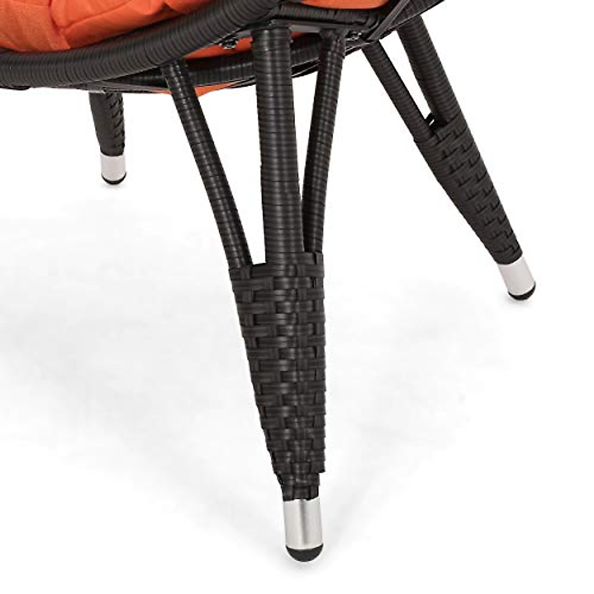 Great Deal Furniture Doris Outdoor Wicker Teardrop Chair with Cushion, Brown and Orange