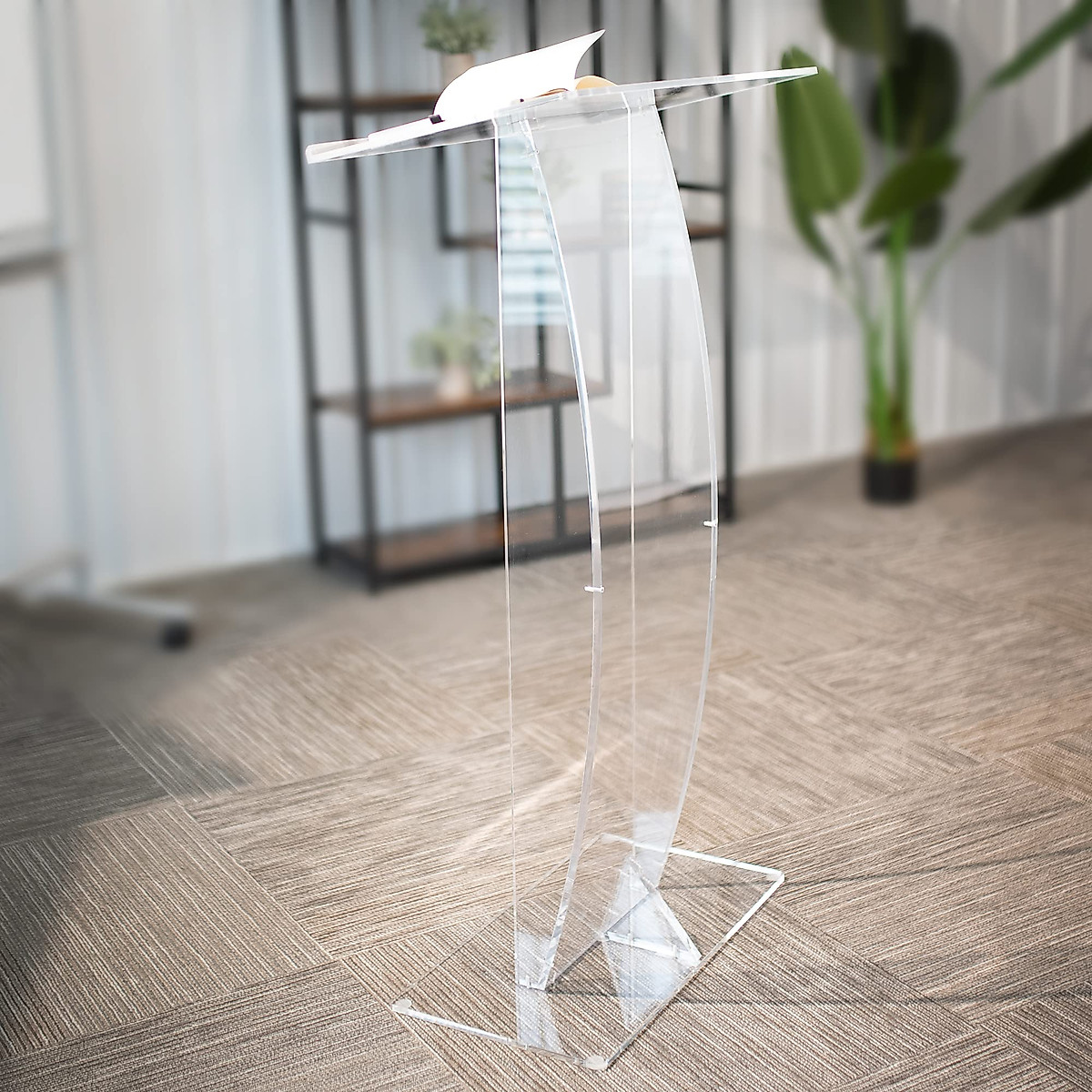 VIVO Acrylic Podium Stand, Sleek Transparent Professional Presentation Lectern with 27 inch Reading Surface Platform, Clear Appearance for Office, Classroom, Restaurant, and More, Stand-PDMA