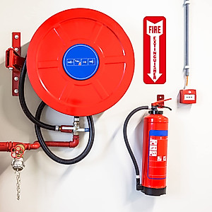 Fire Extinguisher Holder for 5-40 lb Fire Extinguisher Wall Mount with Screws, Gaskets, Self Adhesive Safety Sticker Sign Fire Extinguisher Mount Wall Hook Hanger for Universal Extinguishers (4 Pcs)