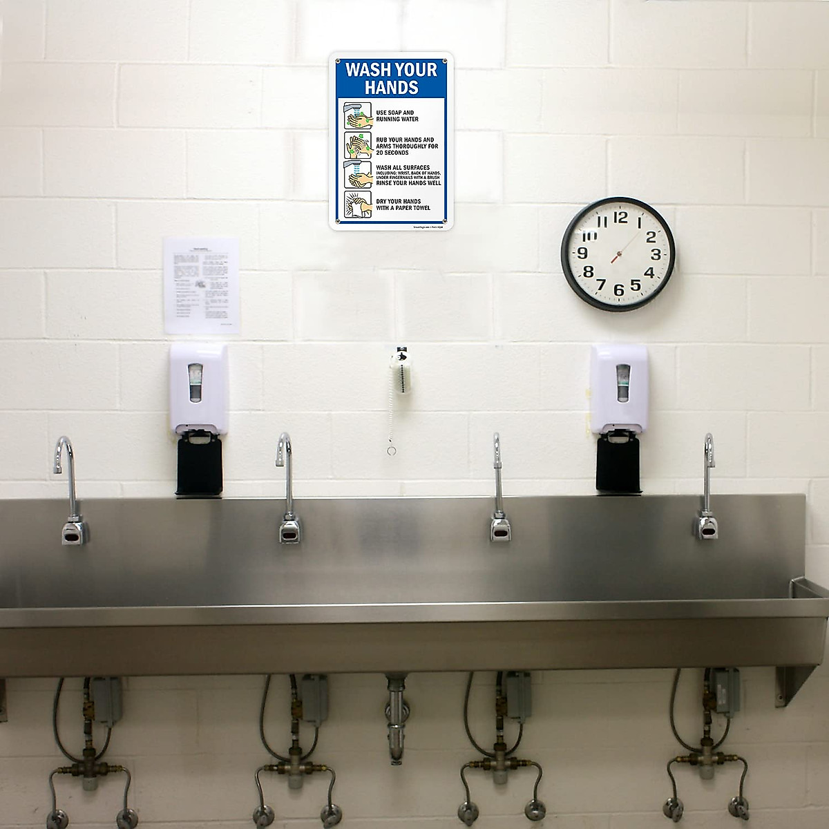 SmartSign 10 x 7 inch “Wash Your Hands” Metal Sign with Instructions, Screen Printed, 40 mil Laminated Rustproof Aluminum, Multicolor, Made in USA