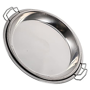 BESTonZON 10 Pcs Stainless Steel Disc Round Serving Platter Tool Trays Serving Tray Round Fish Steaming Plate Fish Dish Steak Tray Stainless Steel Reel Silver Flat Stainless Steel Dishes