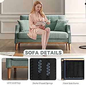 56.7" Loveseat Sofa Couch with 2 Pillows,2 Seat Couch with USB Port and Waterproof Fabric,2 Person Sofa with Thickness Cushion