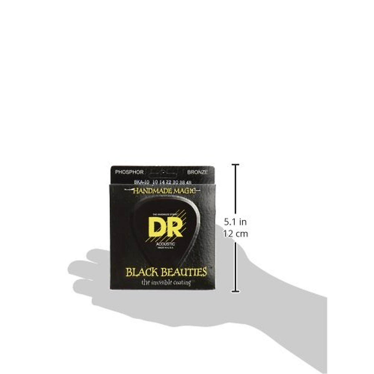 DR Strings Acoustic Guitar Strings, Black Beauties - Black Coated, 10-48