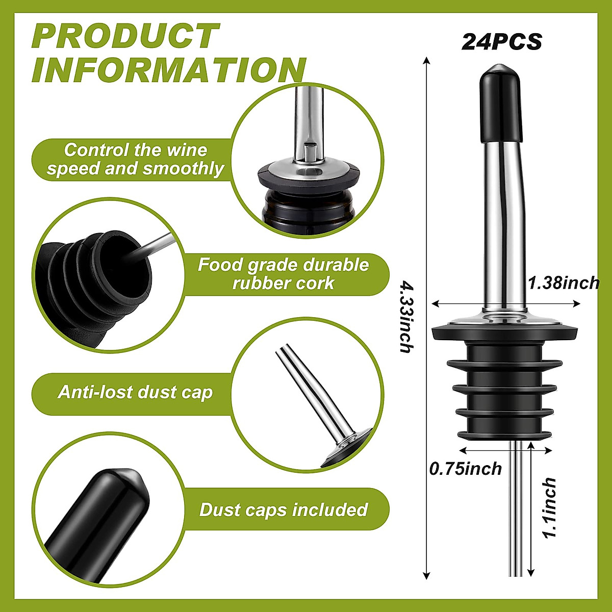 Nuanchu Ice Cooled Condiment Serving Container Bar Caddy Stainless Steel Scoop for Ice 3 Pcs Serving Tongs 3 Pcs Appetizer Forks 3 Pcs Spoons 24 Pcs Bottle Pourers Tapered Spout (6 Compartments)