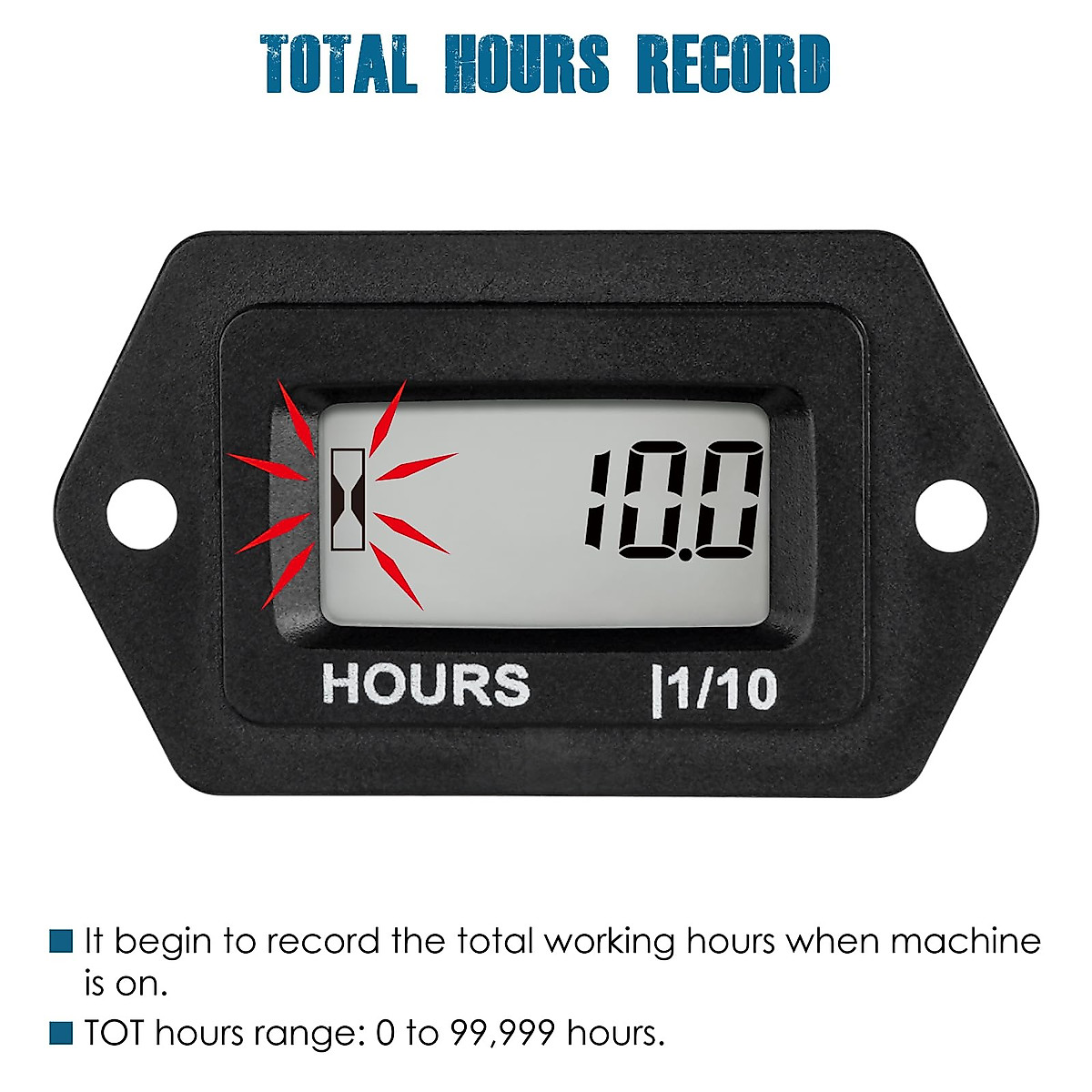 Runleader Digital Hours Counter,AC/DC 5V to 277V for Garden Tractor Generator Scooter Club Car Forklift Leaf Trimmer etc.