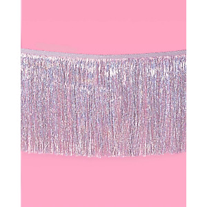 xo, Fetti Silver Iridescent Fringe Banner - 5 Ft. | Bachelorette Party Decorations, Birthday Party Decor, 21st Bday Decor, HBD, Photo Booth Banner Backdrop