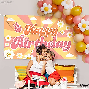 KatchOn, Groovy Birthday Banner - XtraLarge, 72x44 Inch | Groovy Backdrop for Groovy Party Decorations, Groovy Birthday Decorations | Groovy Birthday Party Decorations, Groovy Happy Birthday Banner