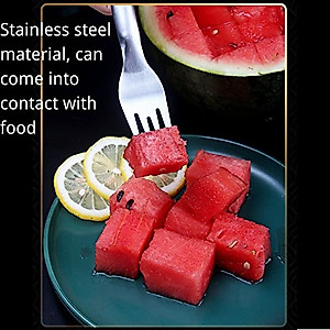 2PCS Watermelon Fork Slicer Cutter, Dual Head Stainless Steel Fruit Forks Slicer Knife for Family Parties Camping