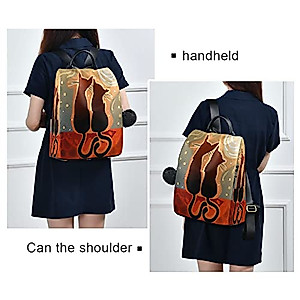 Mcyhzjd Backpack Purse, Lover Cats in The Moonlight Anti-theft Casual College School Ladies Fashion Shoulder Bag