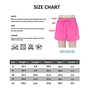 Girls Athletic Flowy Shorts with Inner Pockets Butterfly Running Active Workout Sports Elastic Waist Shorts for Kids Pink 10Y