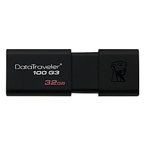Kingston Digital 32GB DataTraveler 100 G3 USB 3.0 Flash Drive, 2 Pack (KW-U713202-8A)