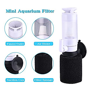 FORKPIE 2PCS Mini Aquarium Sponge Filter, Betta Shrimp Nano Fish Bio Foam Filter, Quiet Internal Fish Tank Filter for Fresh/Saltwater/Small Fish Tank Oxygenation Filtration