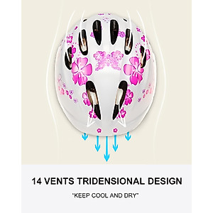 Girl Helmet for Bike,Kids Bike Pink Helmet for Girls Approximately Ages 3-10 Years Adjuastable and Multi-Sport, from Toddler to Kids CPSC Certicated