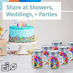 Otis Classic Glass Mason Jars - Mini Mason Jar Glasses with Lids & Handles for Halloween Decorations & Fall Décor, 3.4 Ounce Pack of 12 Mini Mason Jars with 18 Chalkboard Stickers, 20 Labels & Pen