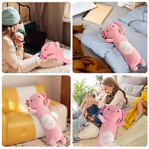 NXNYNZ Pink Long Axolotl Plush Body Pillow, Cute Axolotl Stuffed Animal, Axolotl Body Pillow Long Plush Doll for Kids Children Adults Gifts 47"