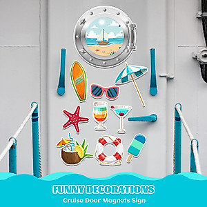 10pcs Summer Beach Cruise Door Magnets Car Magnets & Magnetic Cruise Door Decorations, Hawaii Tropical Theme for Fridge, Cars and Carnival Cruise Cabin Door Decor