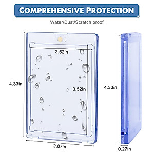 Card Protectors Magnetic Card Holder Plastic Card Sleeves Hard Plastic Trading Card Case Transparent Blue Cards Sleeves for Standard Cards Sports Cards Baseball Cards (14 Pieces)