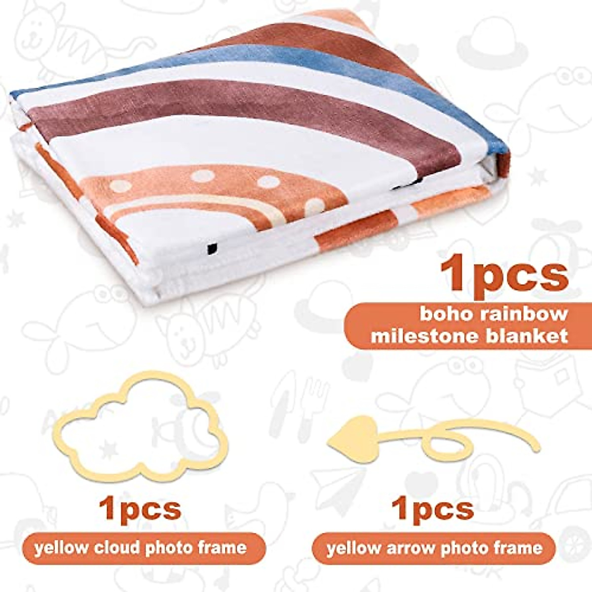 Boho Rainbow Monthly Milestone Blanket Rainbow Newborn Boy Girl Unisex Milestone Blanket Muted Rainbow Baby Monthly Picture Blanket Infant Growth Photography Background Nursery Photo Prop 40 x 50 Inch