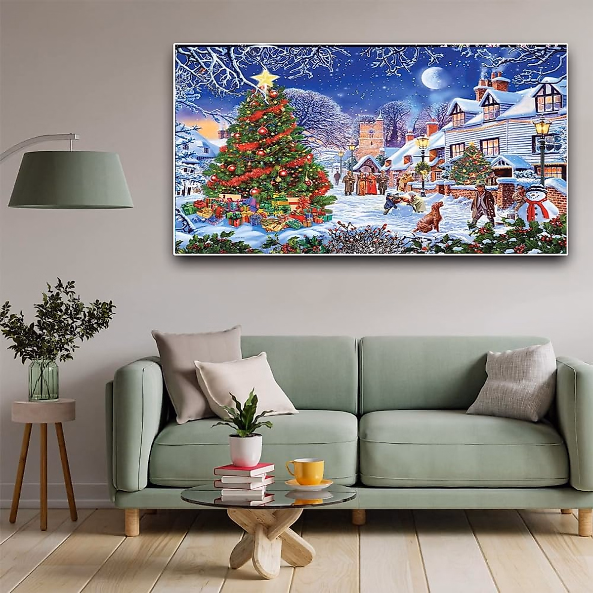 OFRKE 2 Pack 5D Diamond Art Painting,Large Christmas Diamond Painting Kits for Adults,DIY Full Drill Crystal Rhinestone Art and Craft,Gem Art Christmas Tree Painting with Diamond Home Wall(28X16inch)