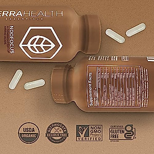 Terra Health Essentials NOOFOCUS - Nootropics Brain Support Supplement with Adaptogenic Mushrooms, Alpha-GPC, Gotu Kola, L-Theanine for Focus & Memory - All Natural, 30 Day Supply