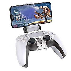 PS5 Controller Mobile Gaming Clip, PS5 Controller Phone Mount Adjustable Phone Holder Clamp, White