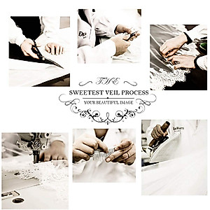 Unsutuo Bride Wedding Veil White Short Lace Bridal Veils Shoulder Length Veil with Comb for Women and Girls