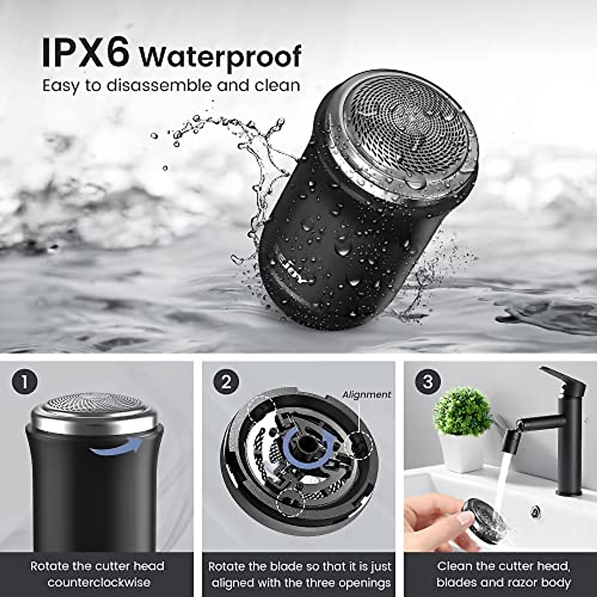 Sejoy Mini Electric Shaver for Men,Facial Hair Remover for Women,Pocket Size Washable Electric Razor,Wet Dry Beard Trimmer,Rechargeable,Portable,for Face, Arms, Legs,Suitable for Home,Car,Travel