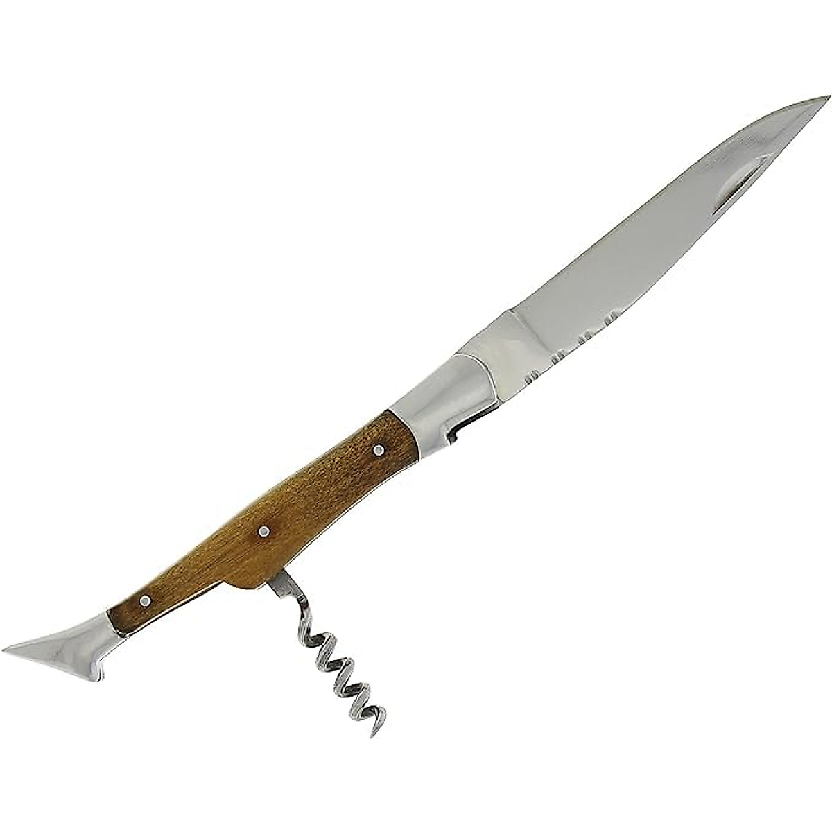 French Home LG052 Connoisseur Pocket Knife with Cork Screw and Olive Wood handle, Wood Grain