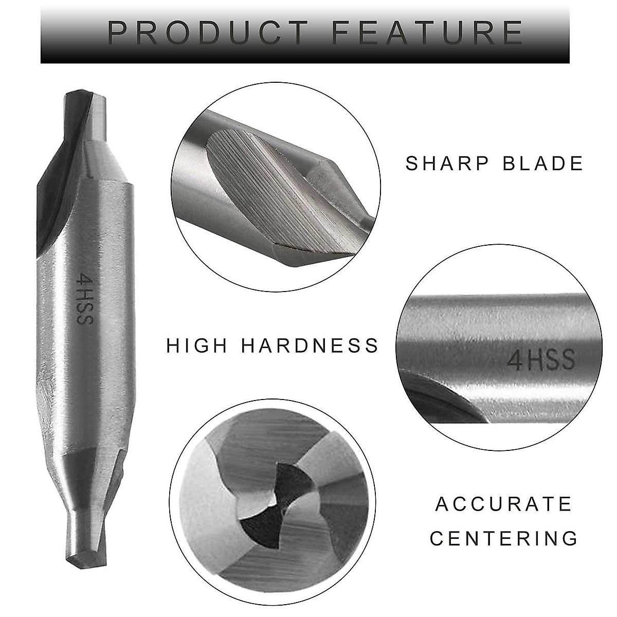 JONMON Center Drill Bit Set - 5Pcs 60 Degree Angle HSS Lathe Mill Center Countersink Tool for Metalworking Wood Metal Alloy