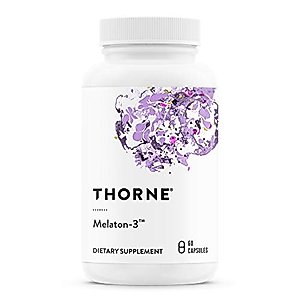 Thorne Melaton-3-3mg Melatonin - Supports Circadian Rhythms, Restful Sleep, and Relaxation - Gluten-Free, Soy-Free Dairy-Free - 60 Capsule