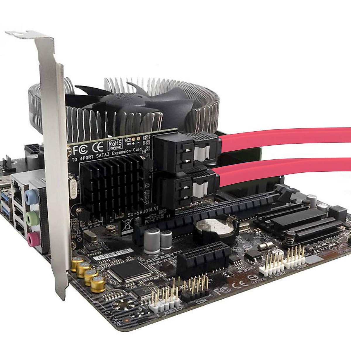 SATA Card 4 Port with 4 SATA Cables, 6 Gbps SATA 3.0 Controller PCI Express Expression Card with Low Profile Bracket Support 4 SATA 3.0 Devices