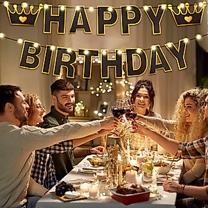 143 Pcs DIY Letter Banner Glitter Customizable Banner Kit Make Your Own LED Banner Include 87 Letters, 20 Numbers 24 Symbol 5 Rope 5 Needles and 2 String Lights for Happy Birthday Party