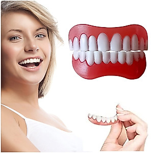 npkgvia Dentures Artificial Dentures Artificial Dentures Cosmetic Teeth Covering Artificial Dentures False Teeth Veneers Dentures Tooth Things to Make Your Teeth (Red, One Size)