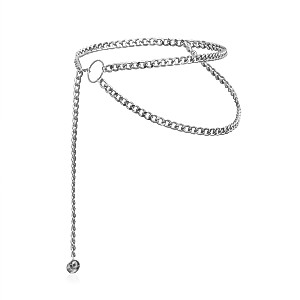 Salircon Silver Chain Belt for Women for Dresses M L XL Coin Metal Waist Belt Bling Body Chain (100cm/39in)