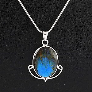 natural blue deep fire labradorite 925 sterling silver wedding amazing pendant jewelry