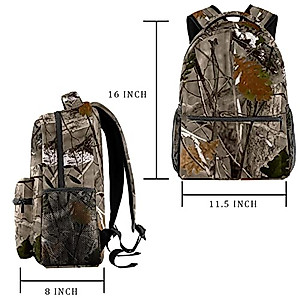 School Backpack for Teen Girls Boys Camouflage Tree Leaf Travel Back Pack for Women Men