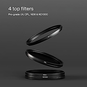 Urth 72mm 4-in-1 Lens Filter Kit (Plus+) - UV, CPL, Neutral Density ND8, ND1000, Multi-Coated Optical Glass, Ultra-Slim Camera Lens Filters