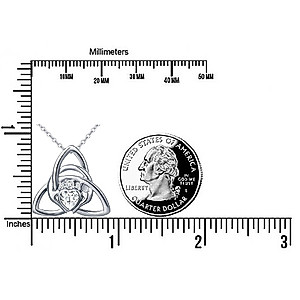 FLYOW 925 Sterling Silver Good Luck Irish Claddagh Celtic Knot Love Heart Pendant Necklace for Women Ladies Birthday Valentine's Day Graduation Christmas, 18 Inch Rolo Chain