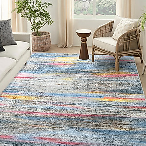10x14 ft Area Rug for Living Room Extra Large Modern Style Floor Carpet with Non-Slip Backing for Office,Bedroom & Dining Room, Ombre Tonal Home Decor, Non-Shedding Soft Rug Machine Washable
