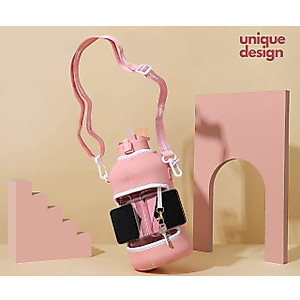 H2O Capsule 2.2L Half Gallon Water Bottle with Storage Sleeve and Covered Straw Lid – BPA Free Large Reusable Drink Container with Handle - Big Sports Jug, 2.2 Liter (74 Ounce) Rose Quartz