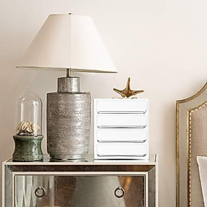 Cabilock Desktop Storage Drawer 4 Tier Desk Organizer Multi Functional Personal Organizer Mini Sliding Drawers Heavy Duty Plastic Containers for Storing Jewelry Makeup Arts Craft Stationery White