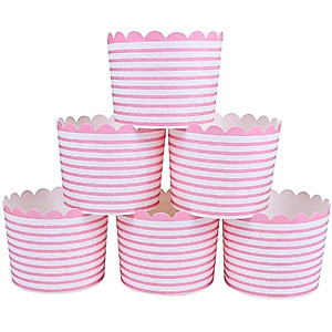 Webake Full Size Paper Baking Cups, 6oz Pink Cupcake Liners for Cupcake Bath Bomb, Muffin Case, Great for Valentine's Day Cupcake Baking Decoration Set of 25 (Pink Stripe)