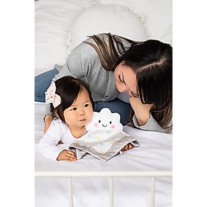 Pearhead Soft Cloud Lovey Snuggle Blanket, Newborn Infant and Toddler Security Toy, Stuffed Animal Plush Lovie for Baby Girl or Boy, White and Gray