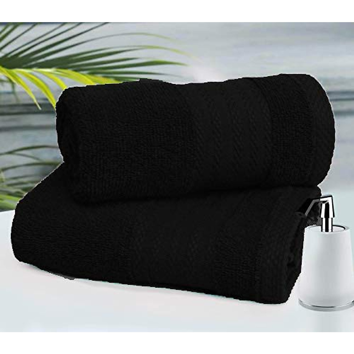 GLAMBURG Premium Cotton 4 Pack Bath Towel Set - 100% Pure Cotton - 4 Bath Towels 27x54 - Ideal for Everyday use - Ultra Soft & Highly Absorbent - Black